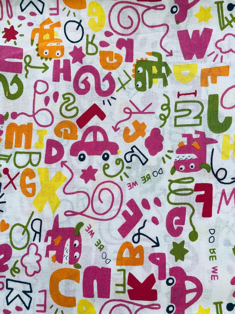Shop Pink Alpha Children Print Cotton Fabric Online – Printed Fabrics ...